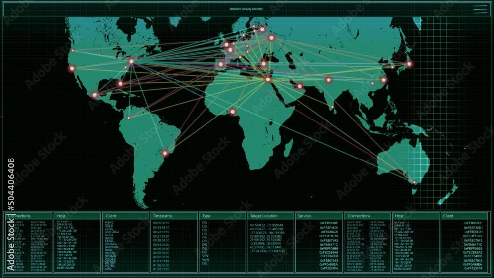 Vídeo do Stock: World Map with Global Air Travel Traffic Monitoring ...