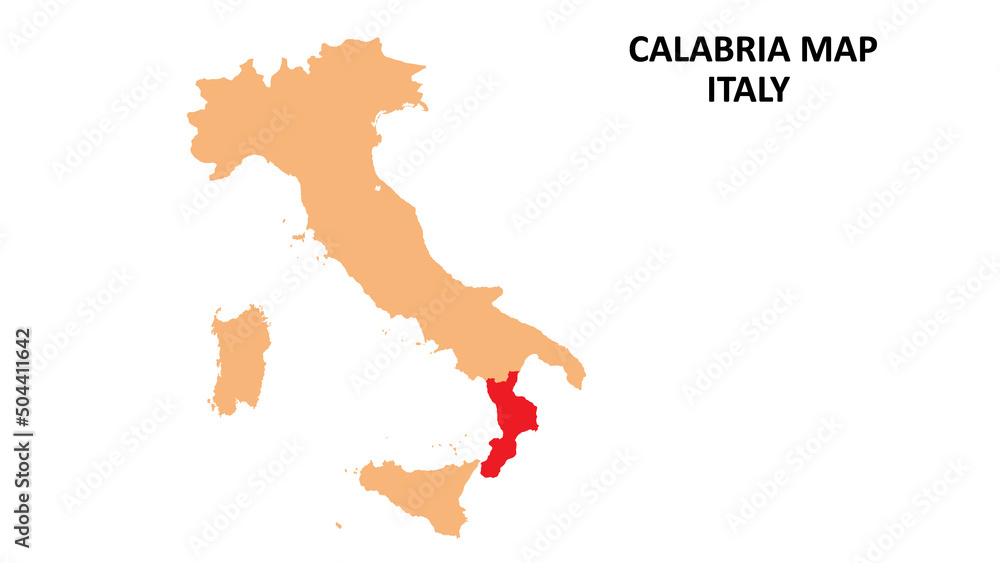 Calabria regions map highlighted on Italy map. Stock Illustration ...