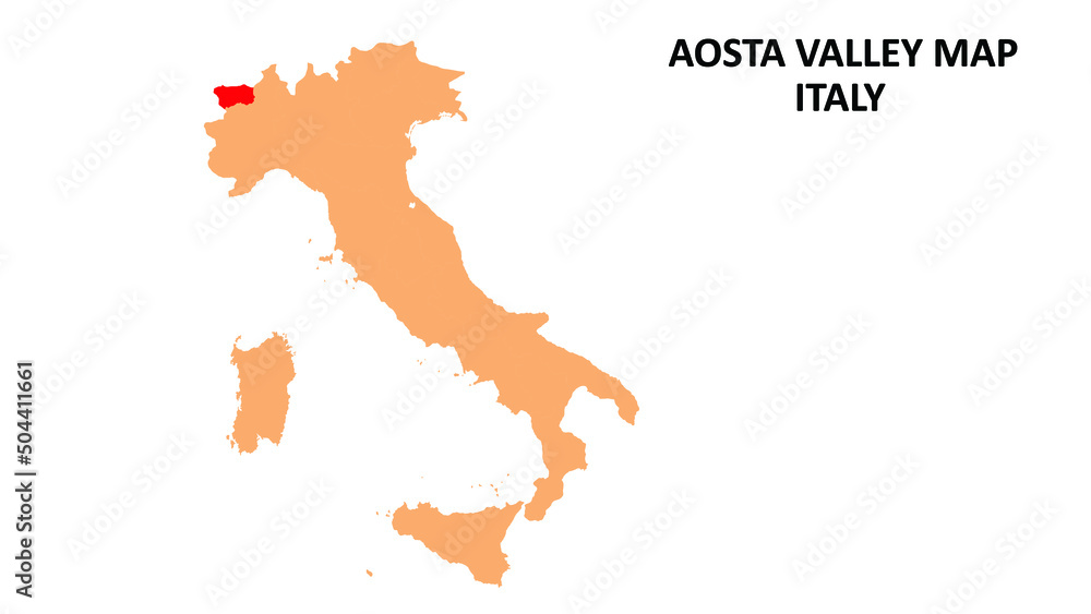 Aosta Valley regions map highlighted on Italy map. Stock Vector | Adobe ...