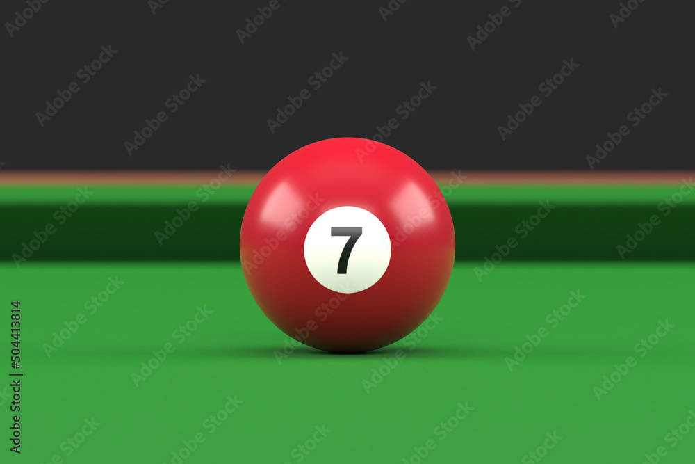 Billiard ball number seven brown color on billiard table. Realistic ...