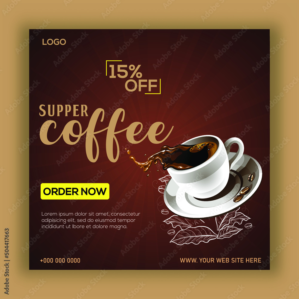 Coffee social media banner design. creative, Modern, vector, Template ...