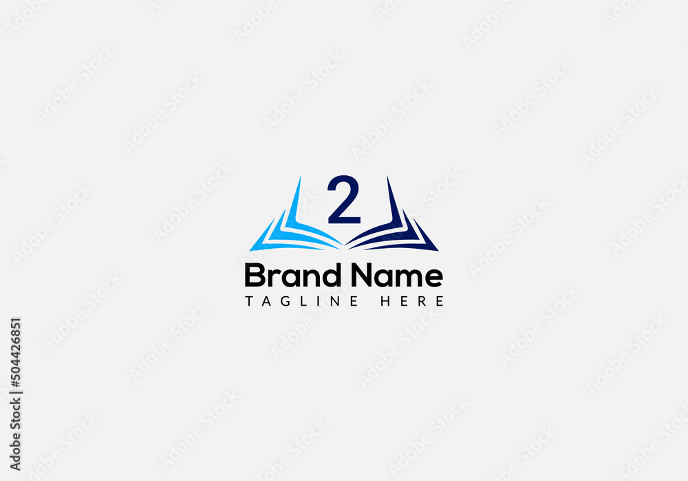 Education Logo On Letter 2 Template. Open Book Logo On 2 Letter ...