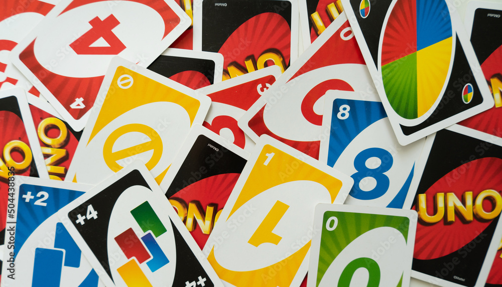 board game uno uno cards close up. Russia, St. Petersburg, May 2022 ...