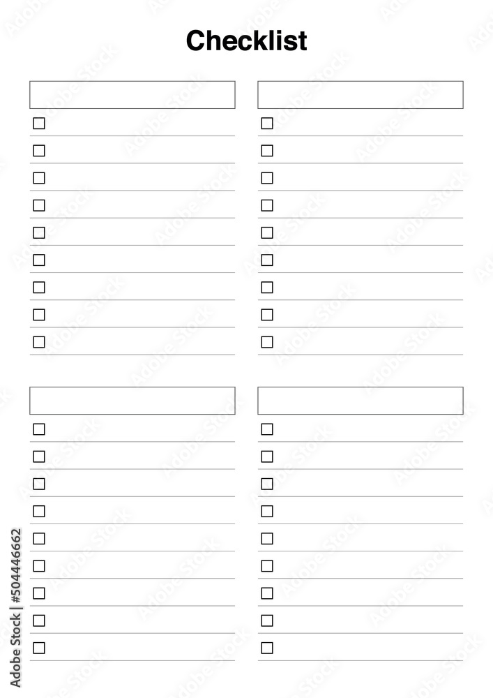 Blank checklist or to do list printable Stock Vector | Adobe Stock