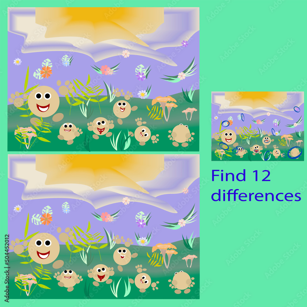 rebus find 12 differences for children under 7 years old little men on ...