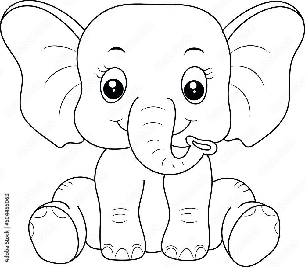 Cute Baby Elephant Coloring Pages