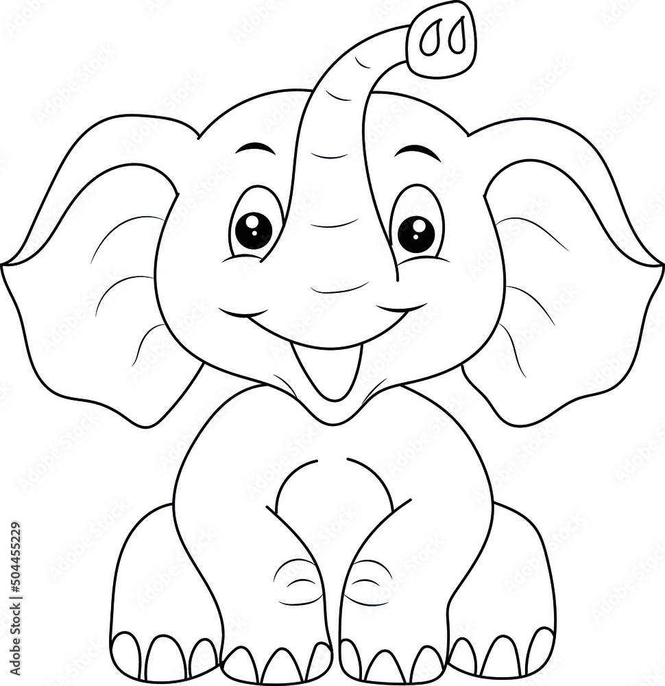 Elephant coloring page for kids Hand drawn elephant outline ...