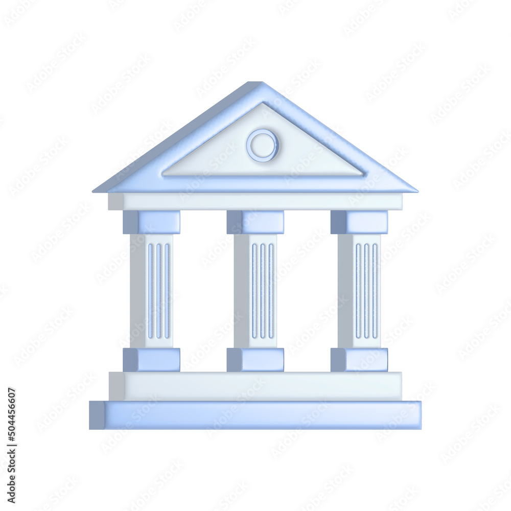 Bank 3D building. Ancient Greek architecture with columns. Museum ...