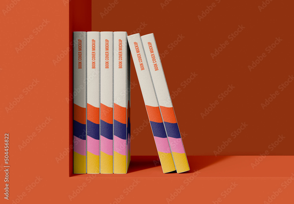 Six Standing Books Mockup Stock Template | Adobe Stock