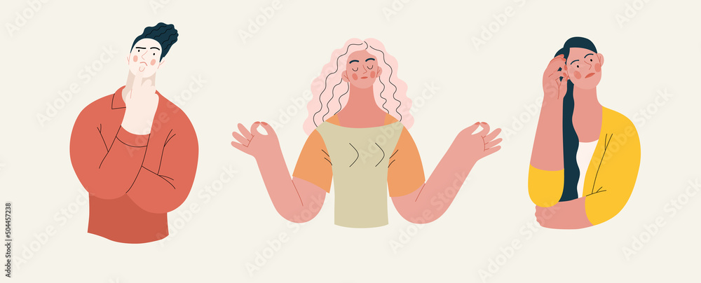 People portrait - Thinking people set-Modern flat vector concept ...