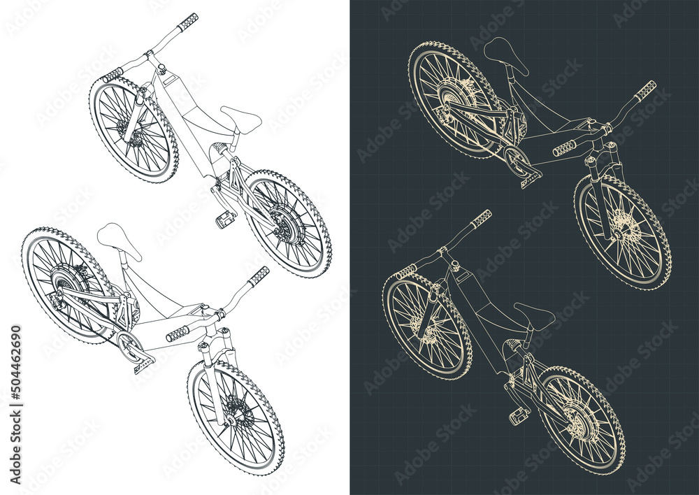 Electric bike isometric blueprints Stock Vector | Adobe Stock