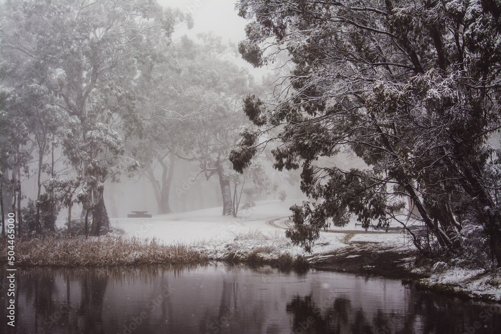 Sheba dam in winter Stock Photo | Adobe Stock