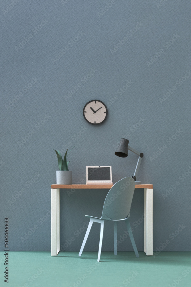 Papercraft working desk with laptop Stock Photo | Adobe Stock