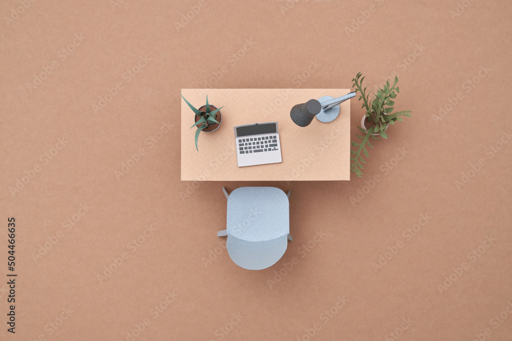 Papercraft laptop on table Stock Photo | Adobe Stock