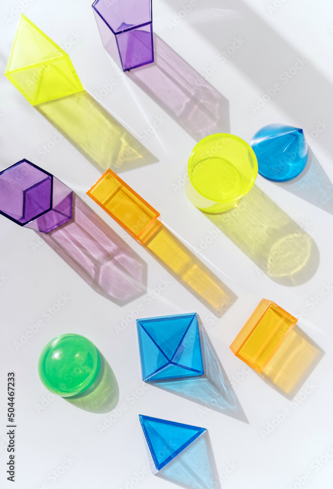 3d shapes in geometry math school- vertical Stock Photo | Adobe Stock