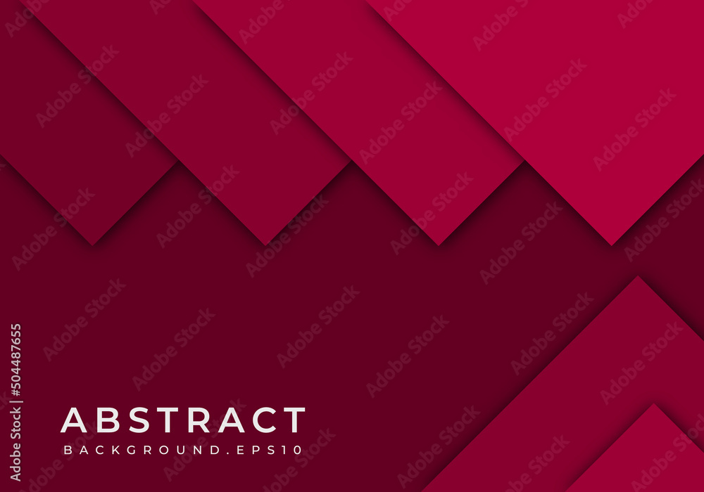 Red Background Geometric Overlap Layer Paper Cut on Dark with Space ...