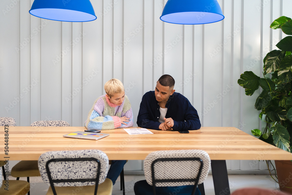 Couple choosing menu in coffee house Stock Photo | Adobe Stock