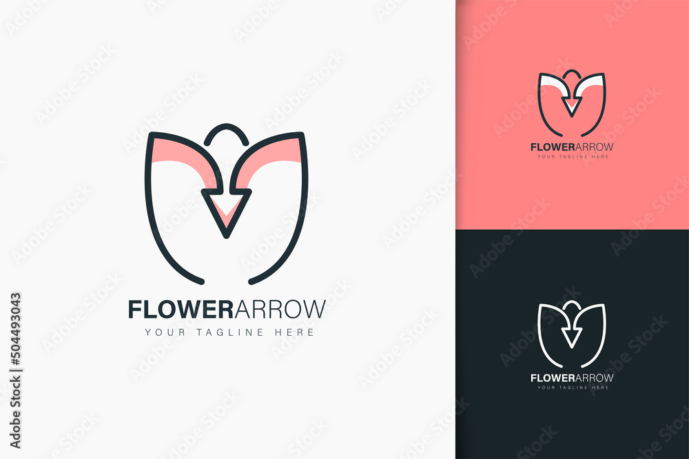 Flower arrow logo design linear style Stock Vector | Adobe Stock