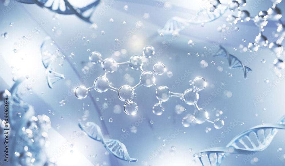Realistic molecules background. Science illustration of a cream ...