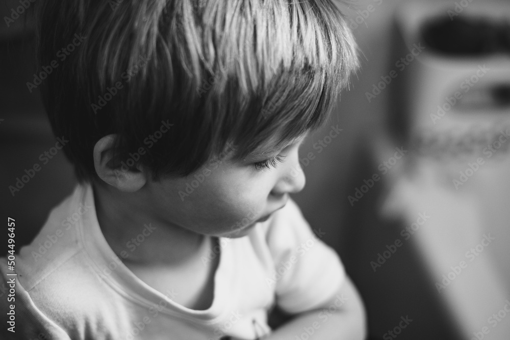 The profile of a little boy Stock Photo | Adobe Stock