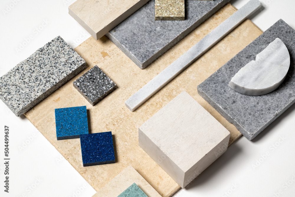 Discarded natural interior materials stone mood board Stock Photo ...