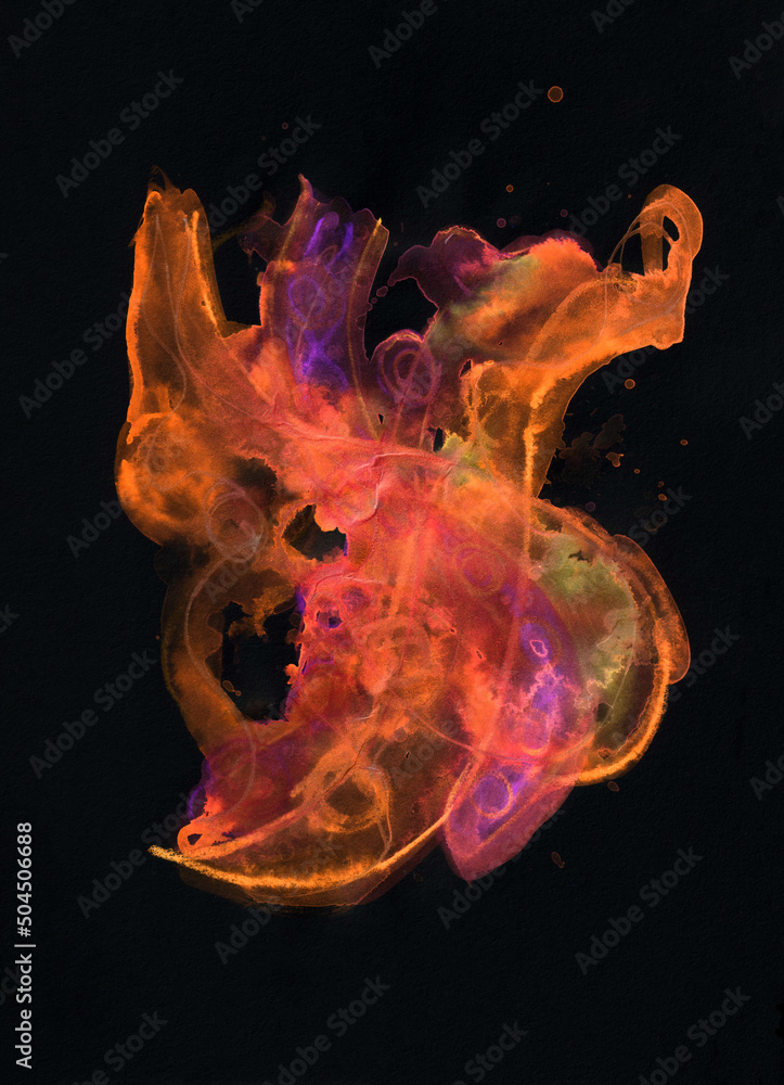 Glowing orange Neon Colourful Abstract Art Stock Photo | Adobe Stock