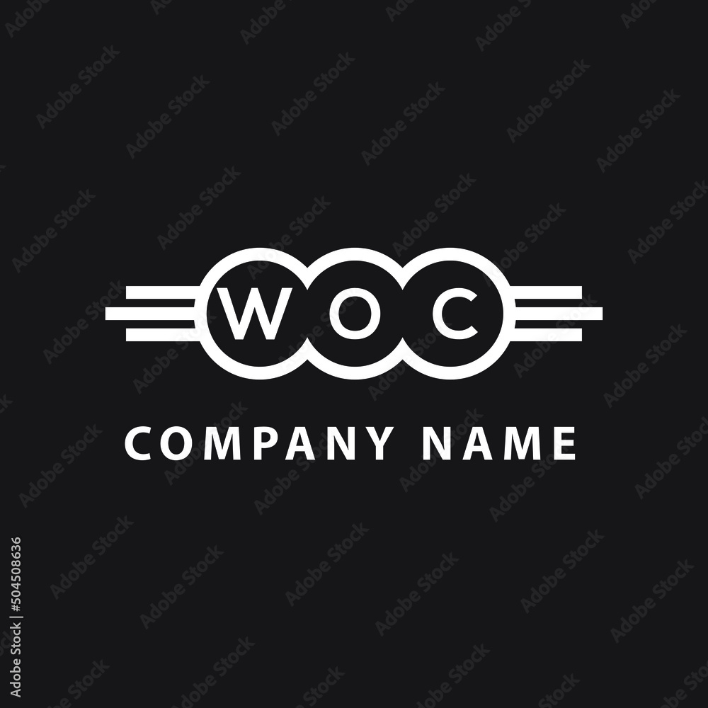 WOC letter logo design on black background. WOC creative initials ...