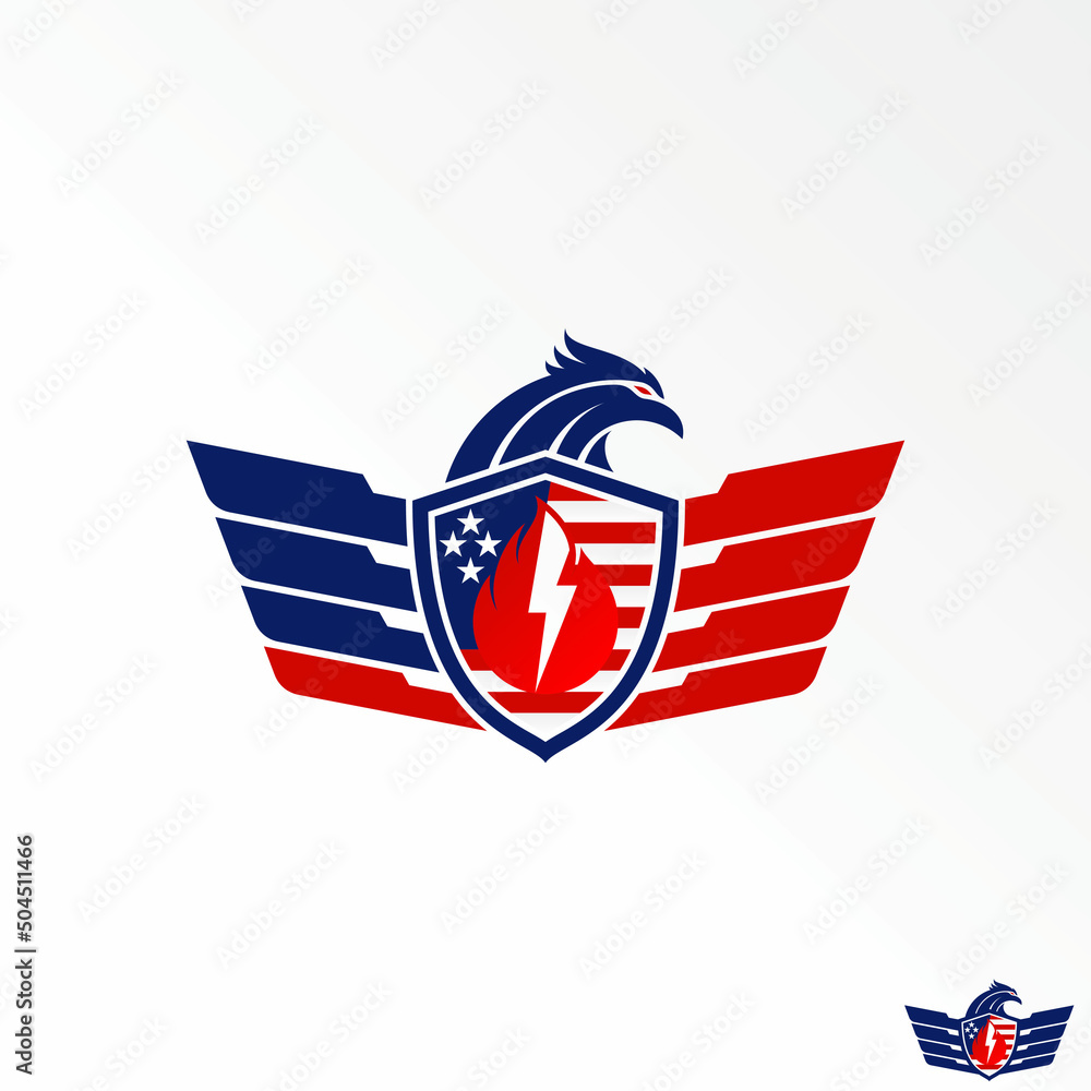 Eagle head, wing, american flag, power or electric, gas or flame, and ...