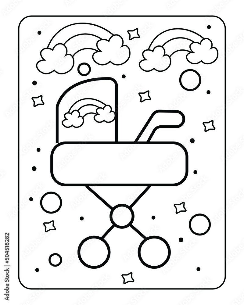 Baby toy coloring page, kids coloring page, toy line art design, Stock ...