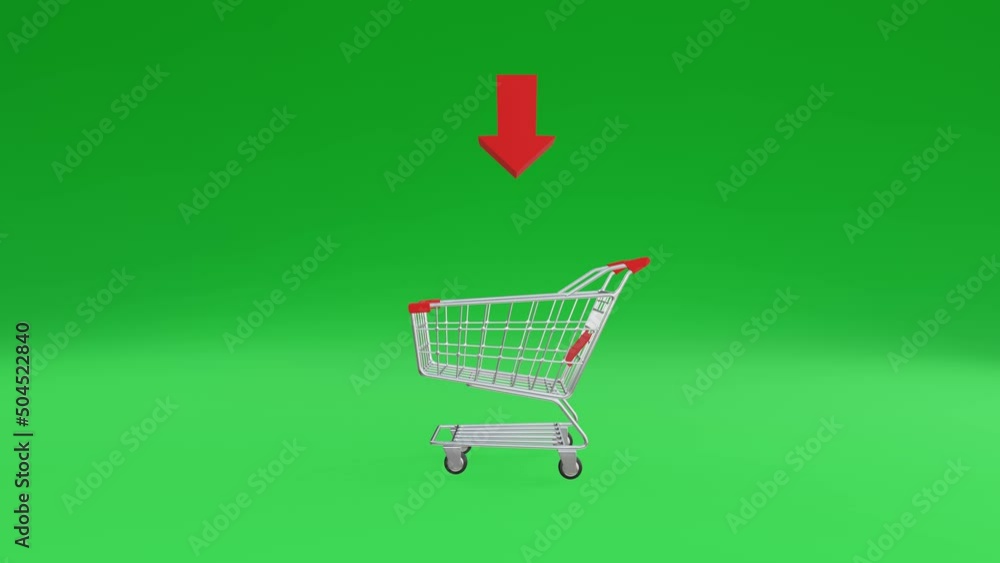 Realistic 3d loop animation of a shopping cart with full stack of ...