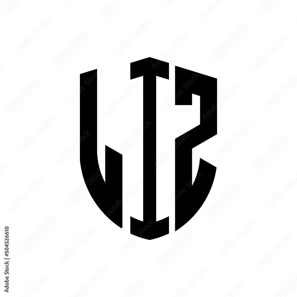 LIZ letter logo design. LIZ modern letter logo with black background ...