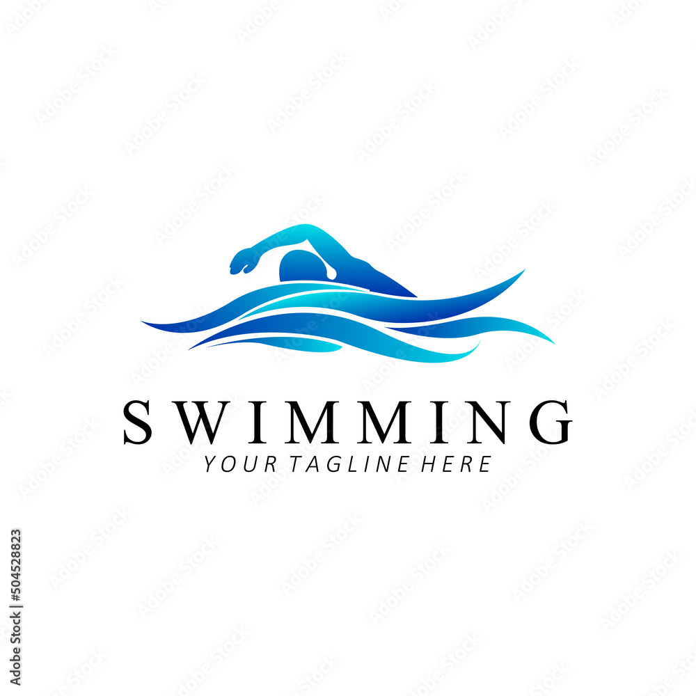 Swimming Logo Design, Athletics Olympic Competition Icon Vector Stock ...