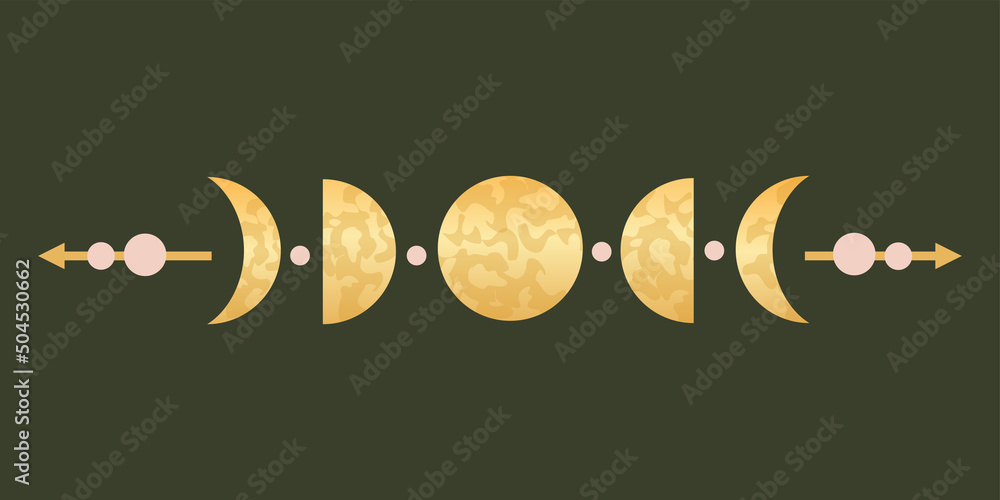 Moon phases for pagan sacred astrology. Celestial complete cycle of ...
