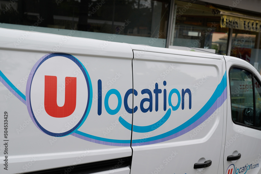 super u location sign text and brand logo on van panel rental truck ...