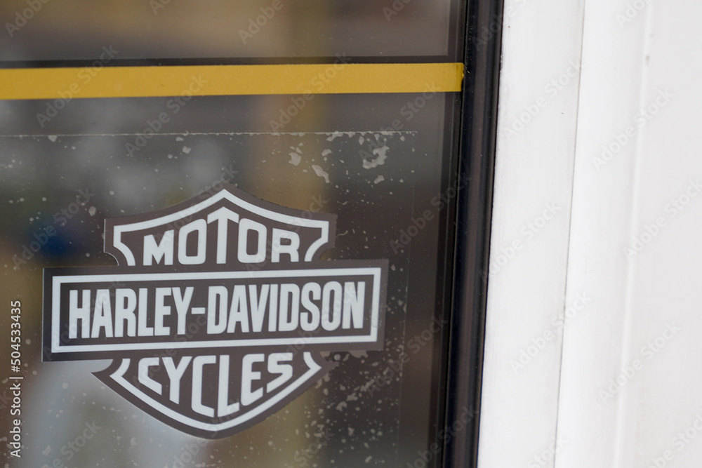 Harley Davidson Motorcycle sign text store and brand logo of dealership ...
