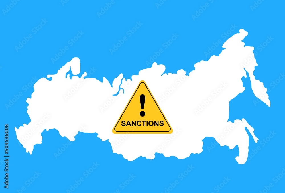 Sanctions against Russia. Silhouette of map of the Russian Federation ...