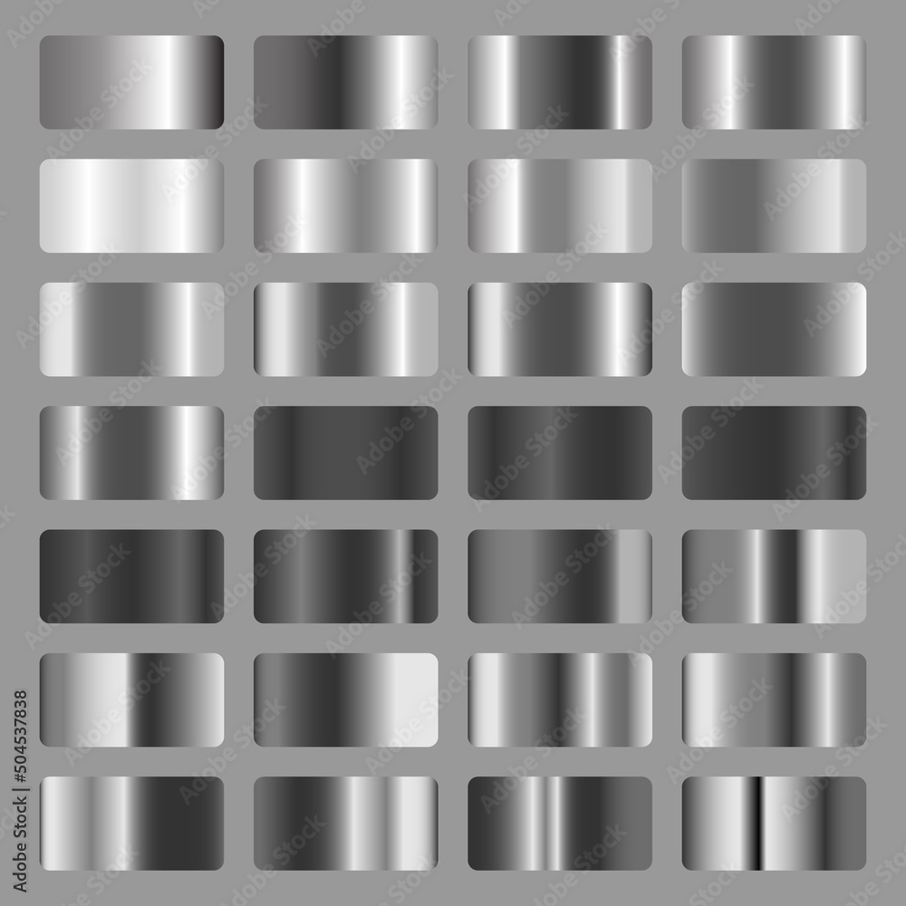 Metallic silver gradients on gray colour background Stock Vector | Adobe Stock