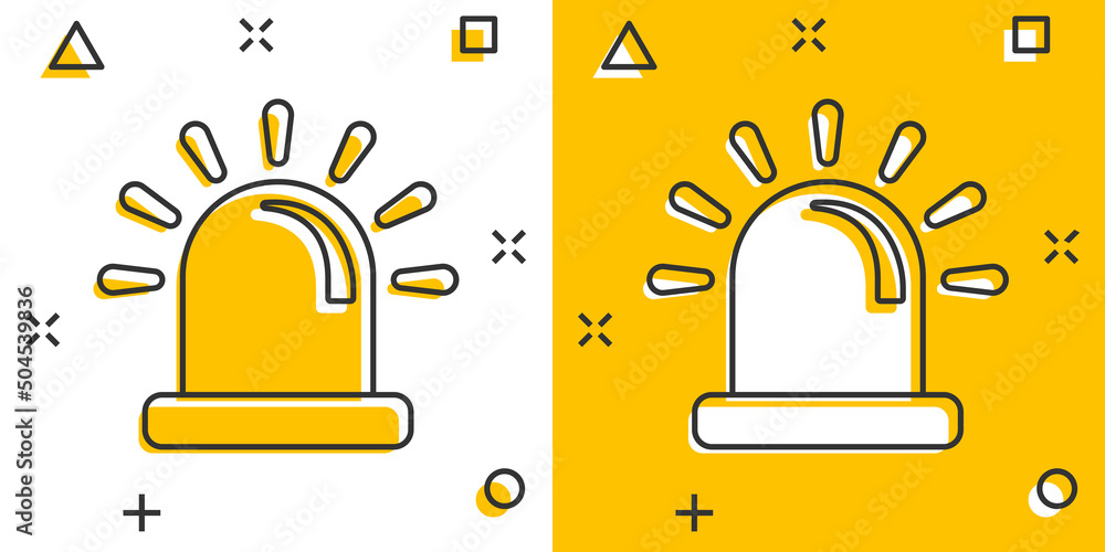Emergency alarm icon in comic style. Alert lamp cartoon vector ...