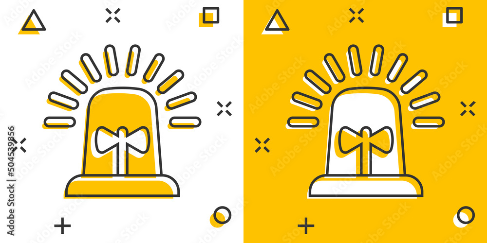 Emergency alarm icon in comic style. Alert lamp cartoon vector ...