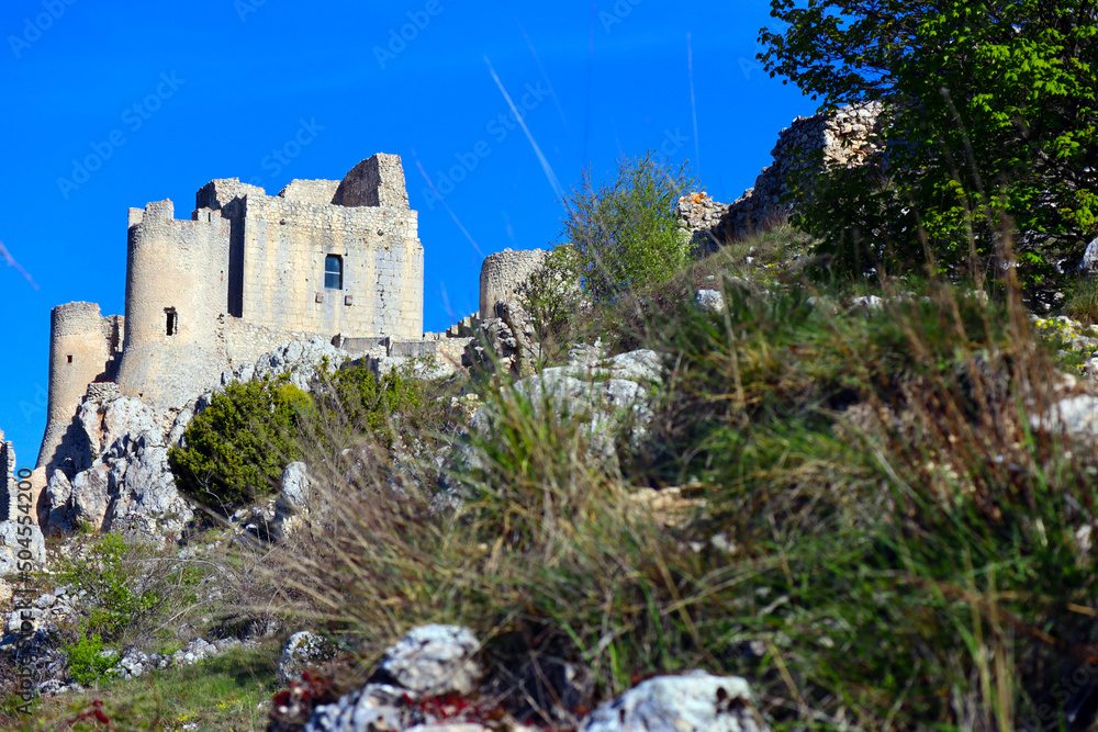 Rocca Calascio, mountaintop medieval fortress at 1512 meters above sea ...
