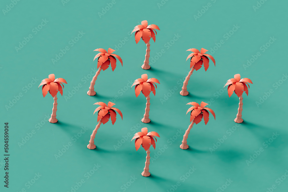 rhombus from pink palm trees Stock Photo | Adobe Stock