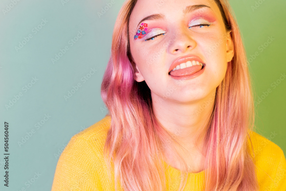 Girl express many emotion on Facial with fashion make up Stock Photo ...