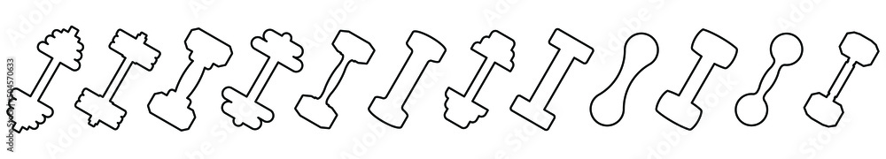 Dumbbell icon. Set of different dumbbell. Vector illustration ...