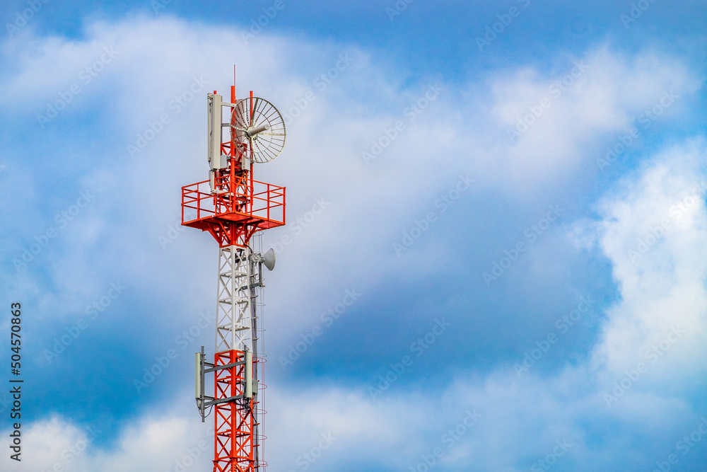 Radio mast (tower) with antennas for telecommunications and ...