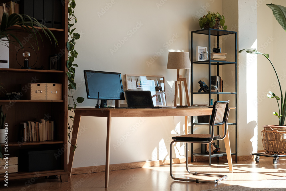 Cozy workplace with desk Stock Photo | Adobe Stock