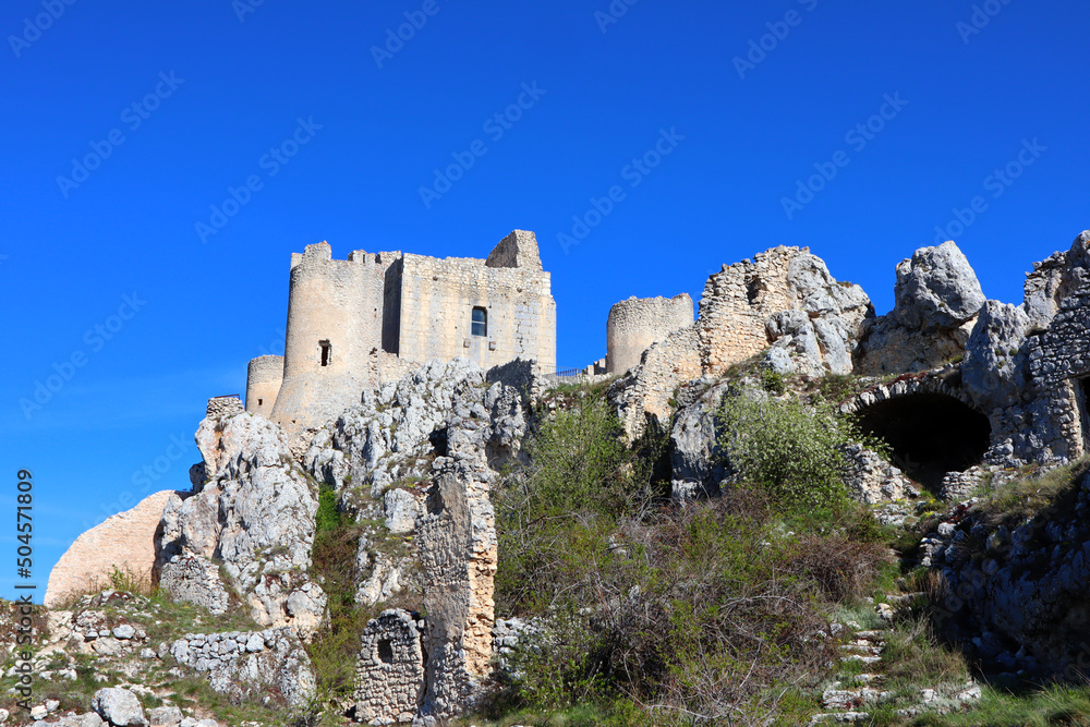 Rocca Calascio, mountaintop medieval fortress at 1512 meters above sea ...