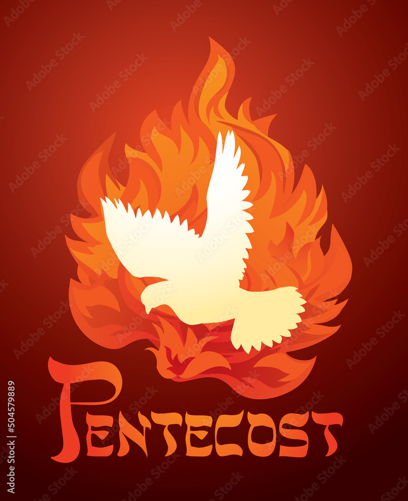 Pentecost sunday. Baptism with the Holy Spirit. Vector drawing icon ...