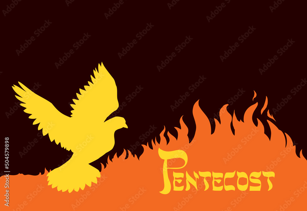 Pentecost sunday. Baptism with the Holy Spirit. Vector drawing icon ...
