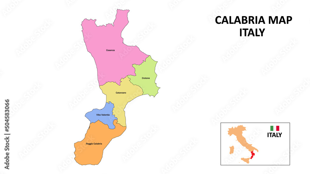 Calabria Map. District map of Calabria in District map of Calabria in ...