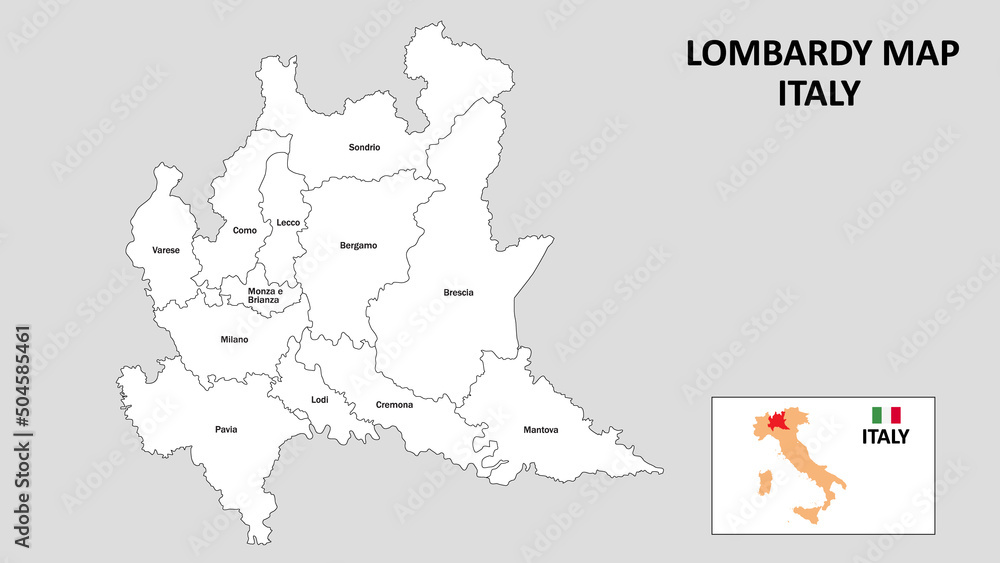 Lombardy Map. State and district map of Lombardy. Administrative map of ...